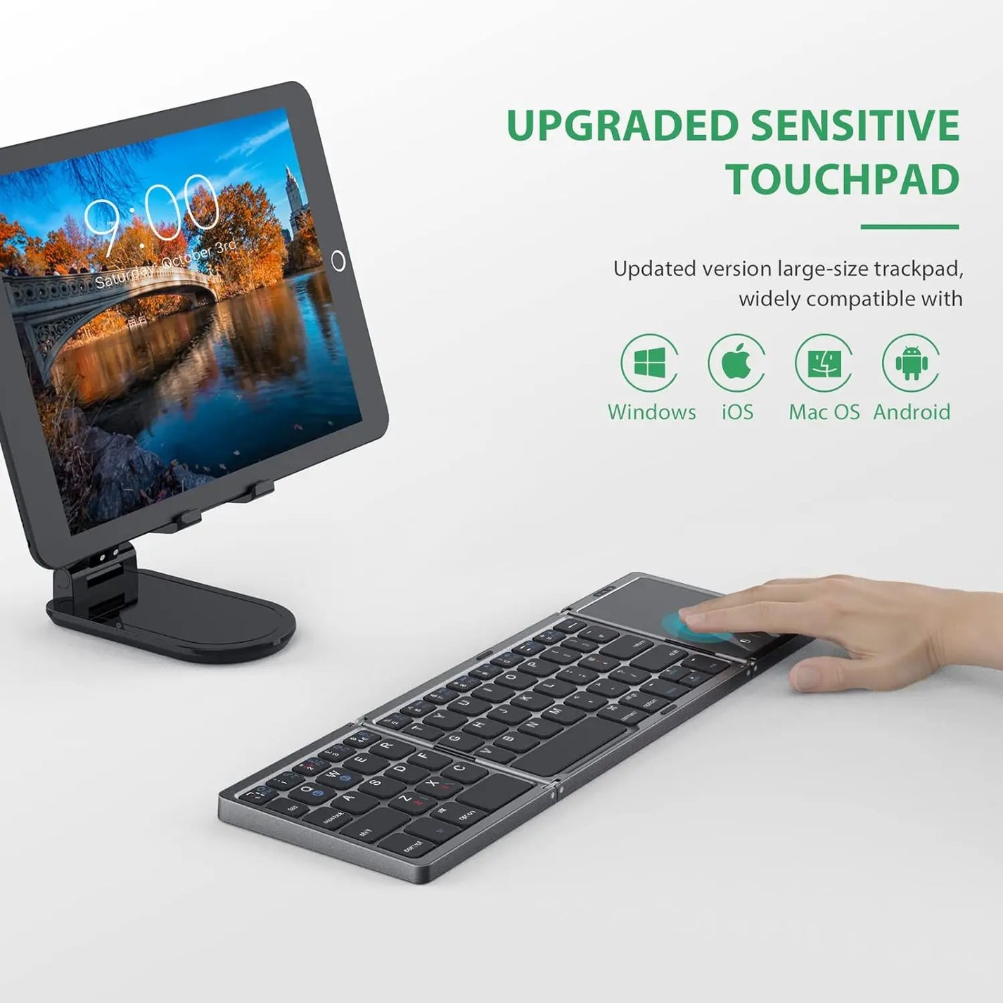 Foldable Keyboard Russian with Touchpad Portable Mini Bluetooth Wirele ...